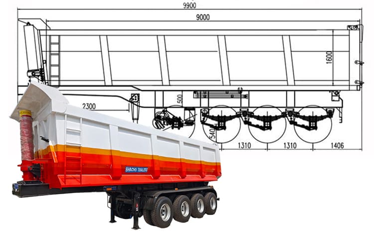 4 Axle Hydraulic Semi Tipper Trailer Price Manufacturers for Sale in ...